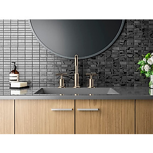 KOHLER K-14406-3-2MB Purist Bathroom Sink Faucet, Widespread Low Cross Handles and Low Gooseneck Spout, Vibrant Brush Moderne Brass