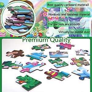 Puzzles for Kids Ages 4-8 Year Old - Princess & Unicorns,100 Piece Jigsaw Puzzle for Toddler Children Learning Educational Puzzles Toys