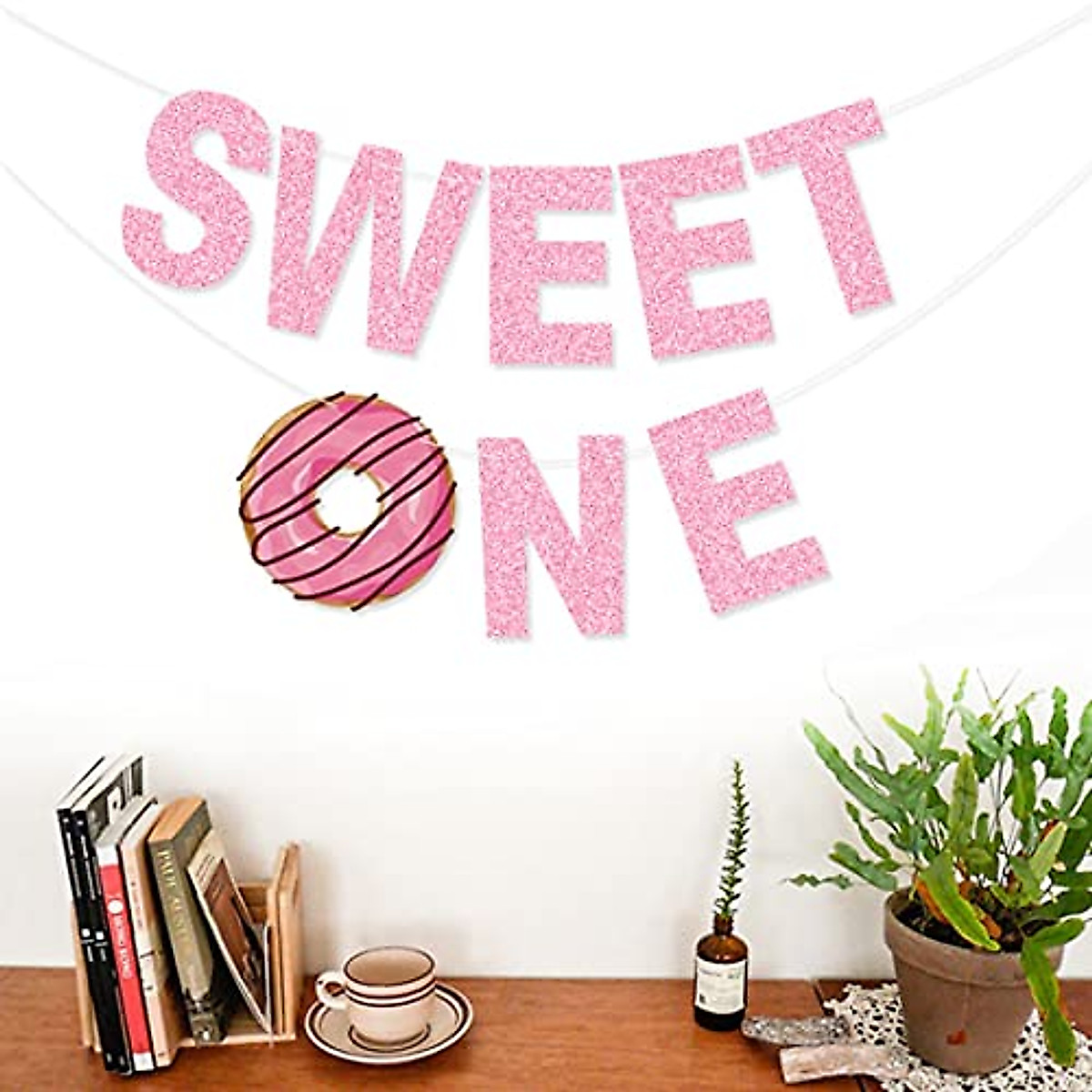 Morndew 2 Set Rose Gold Glitter Sweet One/1st Colourful Banner for Kids First Birthday Party Baby Shower Gender Reveal Party Bunting Decoration