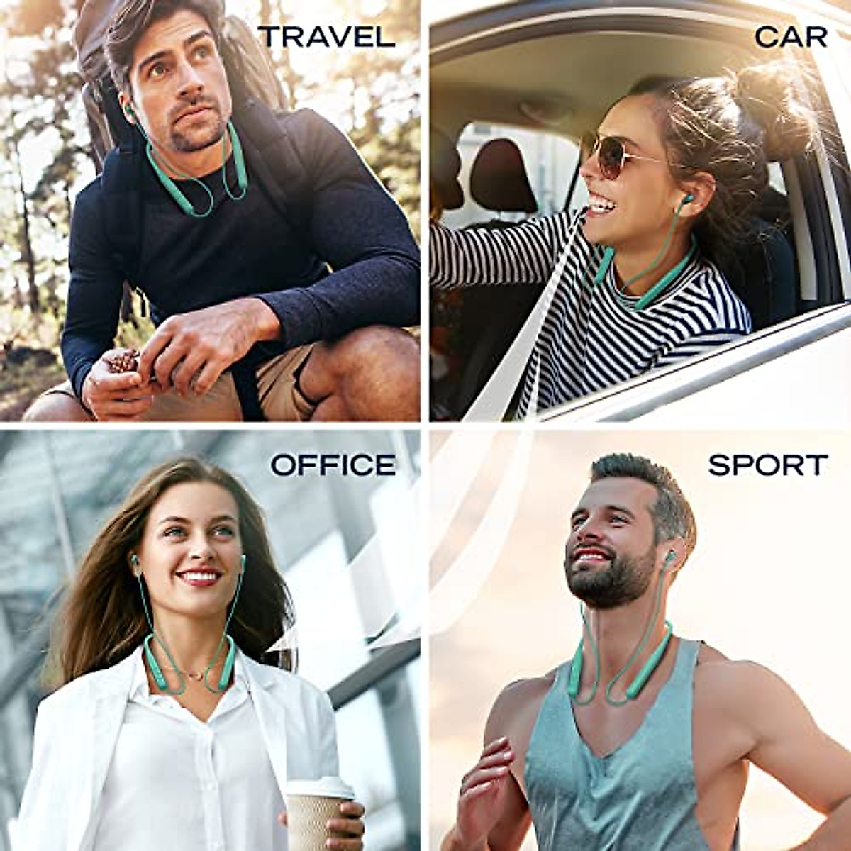 Nautica B310 Sport Wireless Bluetooth Earphones with Type-C Charging Cable, Neckband Earphones Magnetic Earbuds, Bluetooth v5.0 Earphones High Volume Levels, Flexibility, Portable Sweat Proof (Green)