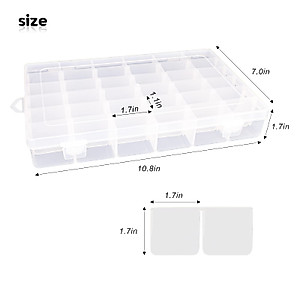 FYY (2 Pack) Plastic Organizer Box 36 Grids, Clear Plastic Organizer Box Storage with Adjustable Dividers, Craft Storage Container, Bead Box, Fishing Tackles Box, Jewelry Box, DIY Art Craft Accessory