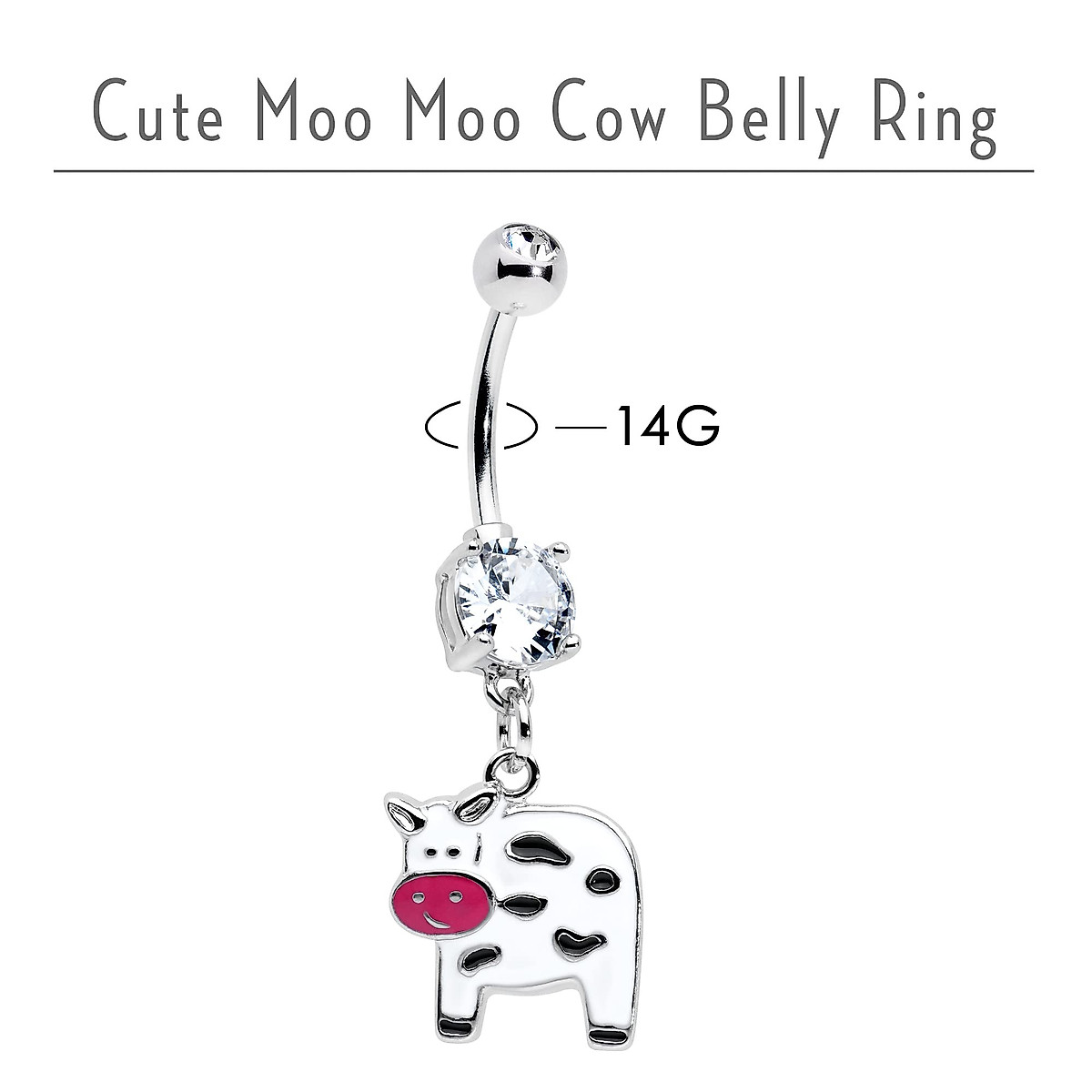 Body Candy Cute Moo Cow Belly Ring