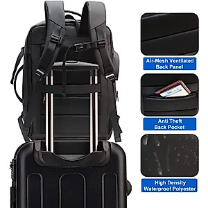 Travel Backpack for Men, Carry On Backpack Flight Approved, 40L-50L Expandable Extra Large Backpack, Waterproof Business Overnight Daypack Weekender Bag Fit 17 Inch Laptops, Travel Gifts for Men Women