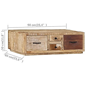 QJBSAVVA Coffee Table 35.4"x23.6"x11.8" Solid Mango Wood,Entrance Table Tray Tables Center Table Low Table Suitable for Meeting Rooms, Reception Rooms, Offices