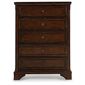 Signature Design by Ashley Brookbauer Traditional 5 Drawer Chest, Dark Brown