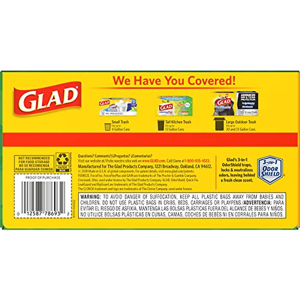 GLAD ForceFlex Tall Drawstring Trash Bags, 13 Gallon White Trash Bags for Tall Kitchen Trash Can, Gain Original Scent to Eliminate Odors, 100 Count - Packaging May Vary