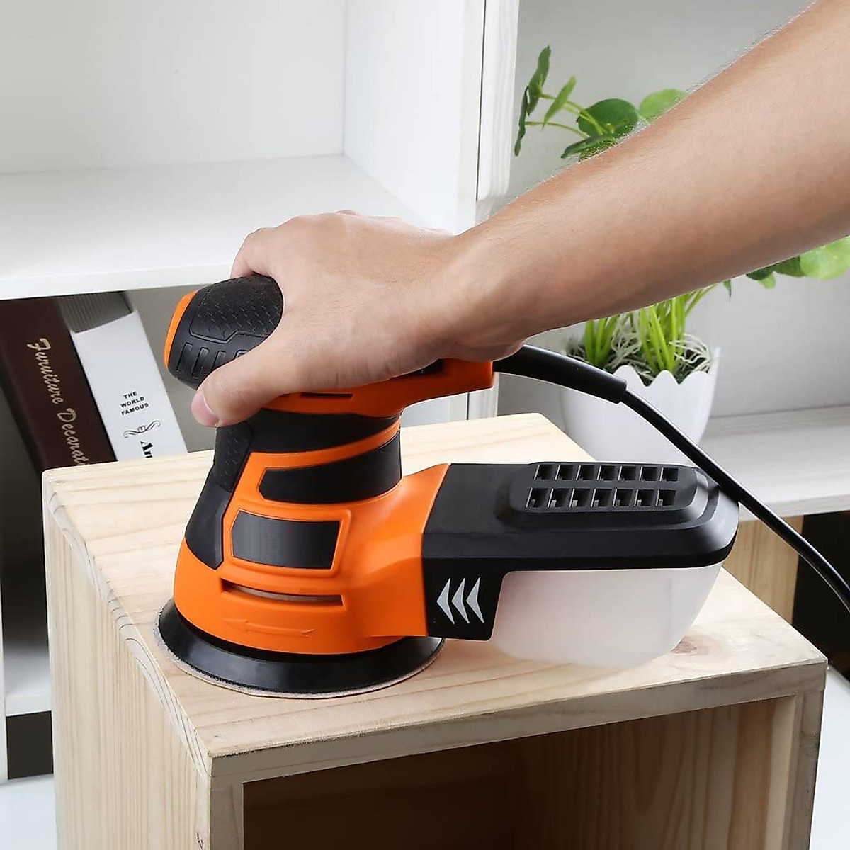 5-inch 3.0A Random Orbit Sander with 12Pcs Sandpapers, 6 Variable Speed 6000-13000RPM and High-Performance Dust Collection System for Woodworking