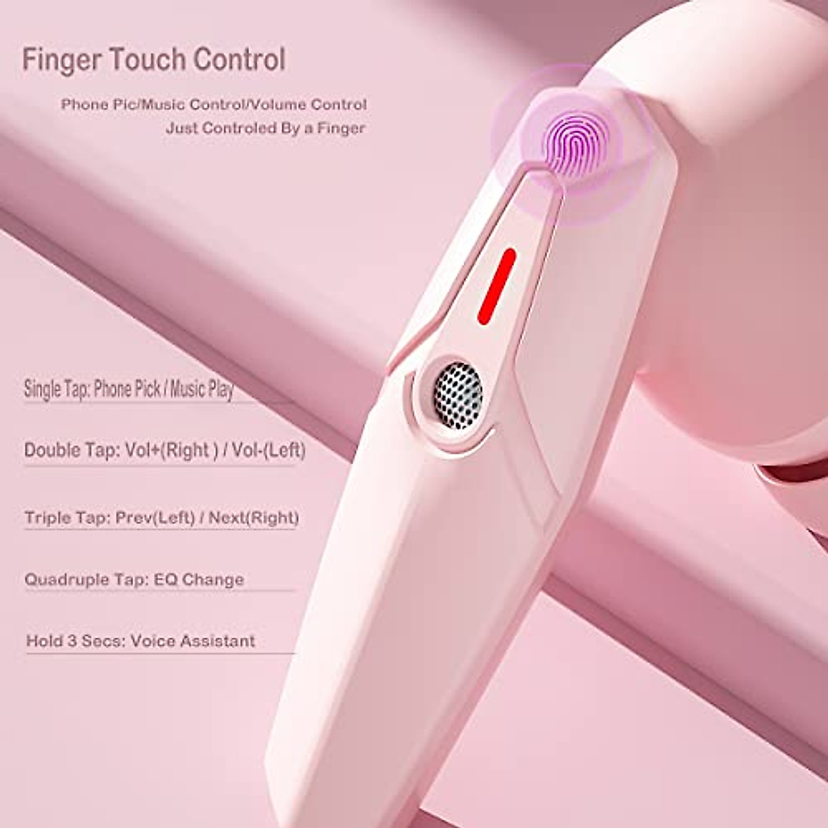 Wireless Bluetooth Earbuds,TWS Bluetooth 5.1 Earphones with Microphone,Long Battery Life Wireless Ear buds, in-Ear Headsets HiFi Stereo Headphones for Sports, Home,Office, Fit for Women Girl Pink