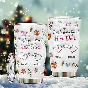 Personalized Gifts I Wish We Lived Closer Tumbler - 3D Inflated Effect - Custom State to State Mug, Long Distance Friendship Gifts, Personalized Tumbler, I Wish We Lived Closer Mug with Names