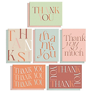 S&O Boho Thank You Cards with Envelopes - Blank Thank You Cards for Handwritten Messages - Thank You Notes with Envelopes Set of 24 - Assorted Thank You Cards for Teachers with Color Envelopes