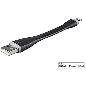 Monoprice Short Length Apple MFi Certified Lightning to USB Charge & Sync Cable - 0.4 Feet (4.25in) Black Compatible With iPhone X 8 8 Plus 7 7 Plus 6s 6 SE 5s, iPad, Pro, Air 2