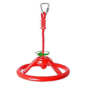 Gardtech Ninja Wheel Obstacle, Swing Spinning Wheels - Gymnastic Wheel, Swing Wheel for Backyard Warrior Obstacle Course Jungle Gym Slackline Kits (Red)