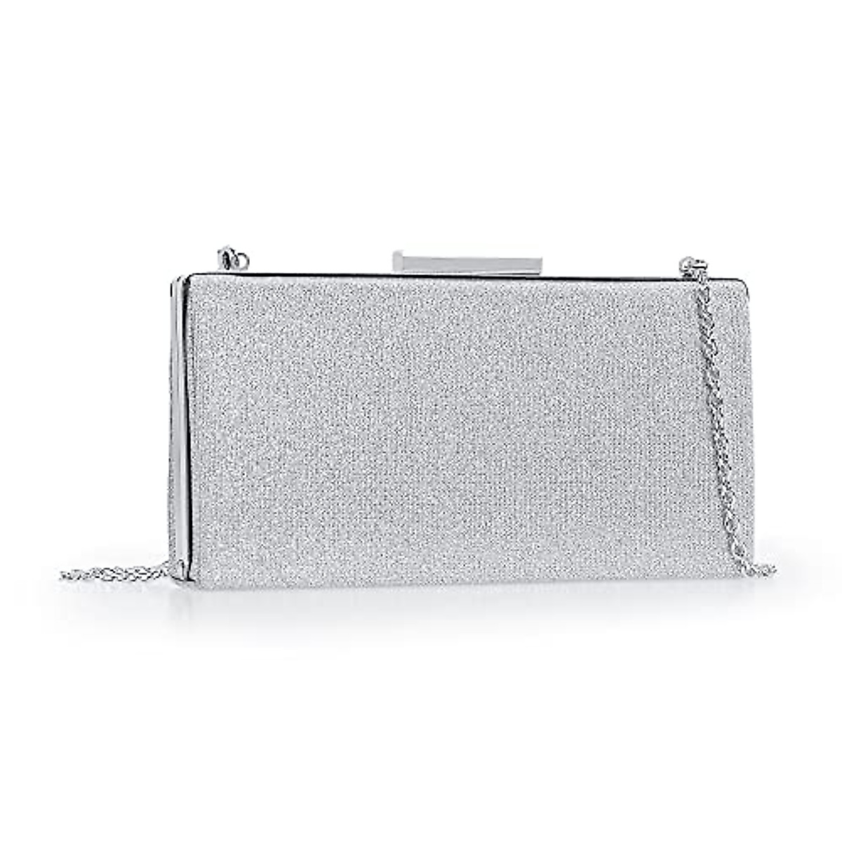 IXEBELLA Glistening Clutch Purse for Women Evening Bag Small Formal Cocktail/Prom/Wedding Party Clutch (Silver)