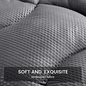 SLEEP ZONE King Size Cooling Mattress Pad, Premium Zoned Quilted Fitted Mattress Topper, Elastic Mattress Protector Cover, Machine Wash Durable, Deep Pocket 8-21 inch (Grey, King)