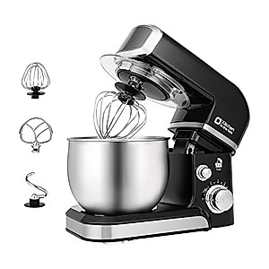 Kitchen in the box Stand Mixer,3.2Qt Small Electric Food Mixer,6 Speeds Portable Lightweight Kitchen Mixer for Daily Use with Egg Whisk,Dough Hook,Flat Beater (Black)