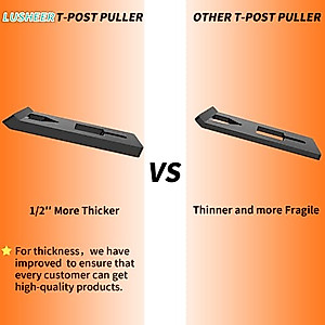 Lusheer Heavy-Duty Steel T-Post Puller Plate - 12 mm Quick Remove T-Posts from Ground Garden Tractor Bucket, Handyman Jack or S Hook, Use Different Gauges of Chain