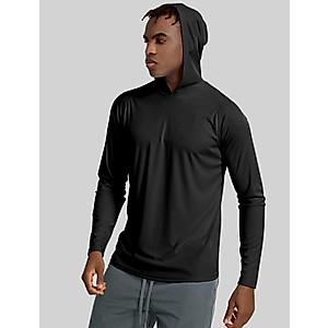 Zengjo Lightweight Hoodies for Men Pullover Workout(Black,L)
