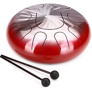 Pearl Steel Tongue Drum, 9 Note 10 inch Awakening Series Percussion Instrument Handpan C Key, Crimson Burst