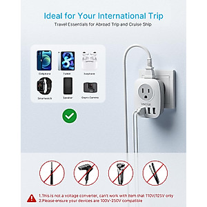 3 Pack European Travel Plug Adapter, VINTAR International Power Plug Adapter with 2 American Outlets, 1 USB C and 3 USB Ports, 6 in 1 Travel Essentials to France, German, Italy, Spain (Type C)