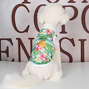 SMALLLEE_LUCKY_STORE Dog Hawaiian Shirt Pet Cat Summer Sleeveless T Shirt Quick Dry Cool Mesh Vest Boy Girl Small Dog Clothes,Pineapple Print,Size M