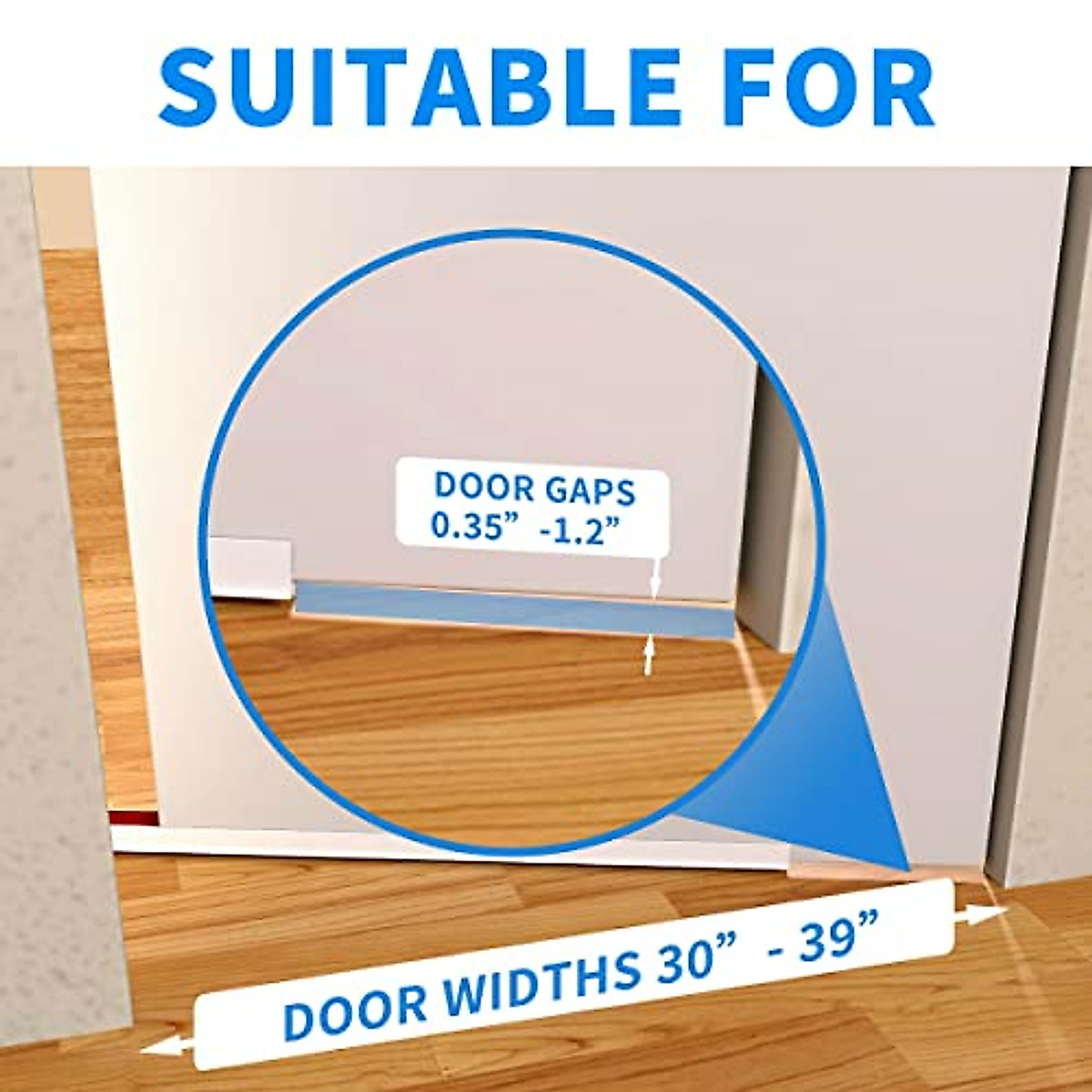 Door Draft Stopper, Strong Adhesive Door Sweep for Exterior and Interior Doors, Cuttable Under Door Seal 39” Length(White)