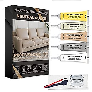 Neutral Color Leather Repair Kit for Furniture, Car Seats, Sofa, Jacket and Purse. PU Leather Repair Paint Gel. Repair Tears & Burn Holes. Provide Color Matching Guide & Super Easy Instructions