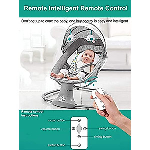 Electric Baby Rocking Chair, Foldable Stationary Baby Swing, 5 Amplitudes Baby Rocker with Music, Bluetooth and Timing Function, Portable Bouncing Baby Seat for Inside and Outdoor (Pink)