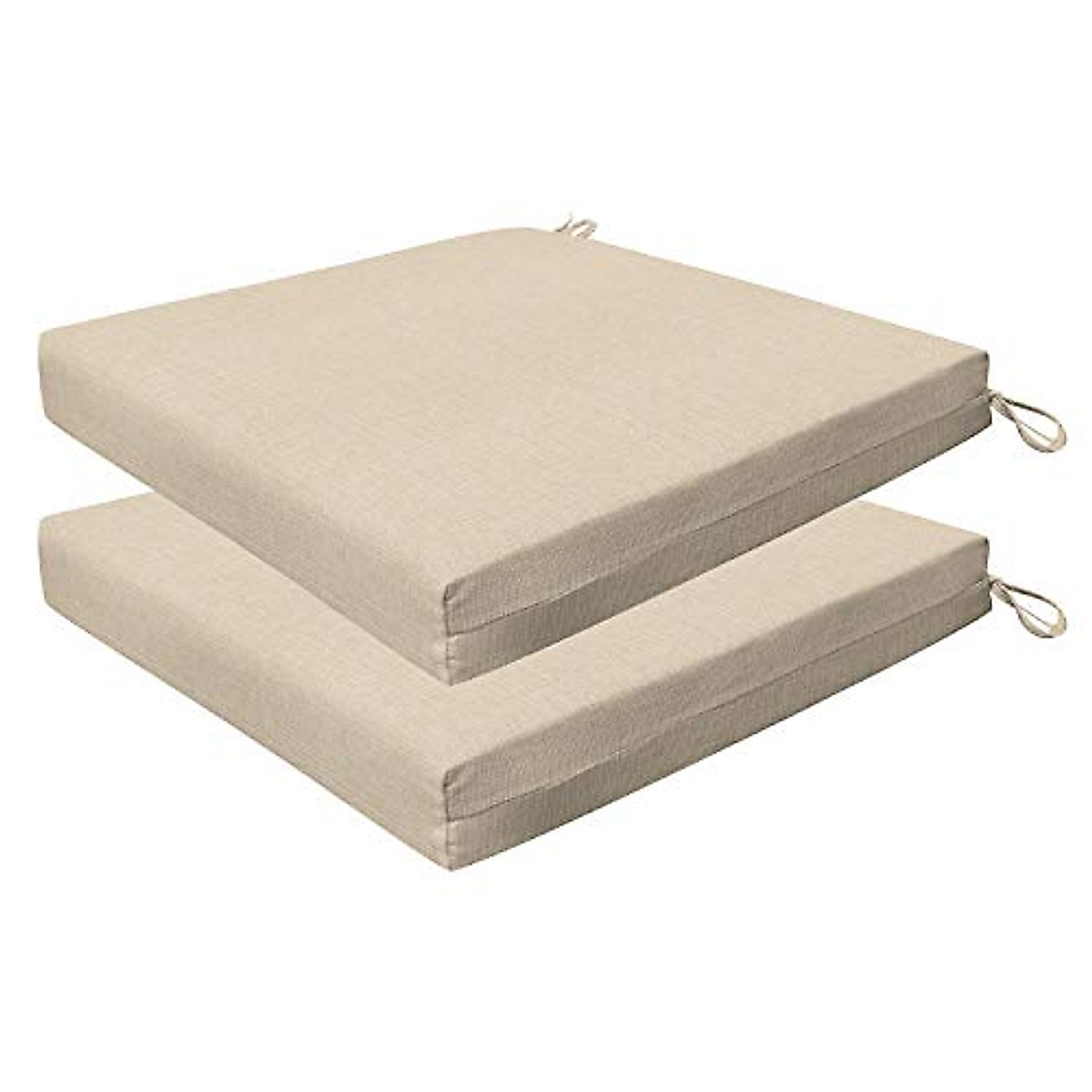 Honeycomb Indoor/Outdoor Textured Solid Almond Dining Seat Cushion: Recycled Fiberfill, Weather Resistant, Reversible, Comfortable and Stylish Pack of 2 Patio Cushions: 20" W x 20" D x 4" T