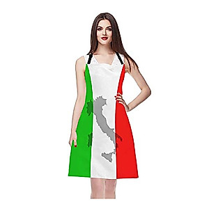 WONDERTIFY Italian Flag Apron,The Contour of Italian Territory Is Printed on The Flag Bib Apron with Adjustable Neck for Men Women,Suitable for Home Kitchen Cooking Waitress Chef Grill Bistro Apron
