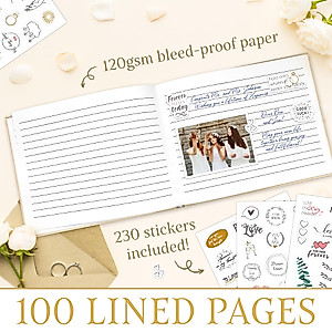 Premium Wedding Guest Book Set, Includes Slipcase Box, 100 Pages, and 200 Stickers, Perfect for Wedding Reception, Bridal Shower, and Special Events