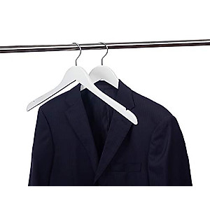 Nature Smile Solid Gugertree Wood Shirt and Dress Hangers with Notches with Antirust Chrome Hook Pack of 10 (White)