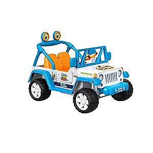 Power Wheels Disney Pixar Toy Story Jeep Wrangler, 12V battery-powered ride-on vehicle for preschool kids ages 3-7 years