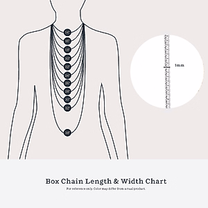 KEZEF 18k Gold Over Sterling Silver 1mm Box Chain Necklace Made in Italy | Sterling Silver Necklace Chain For Women | Gold Chain Necklace for Women, Men