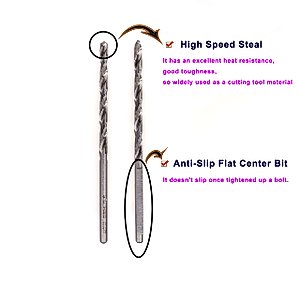 Adjustable Countersink Drill Center Bit for Replacement - 1/8" x 2 51/64 in (3 x 71mm)