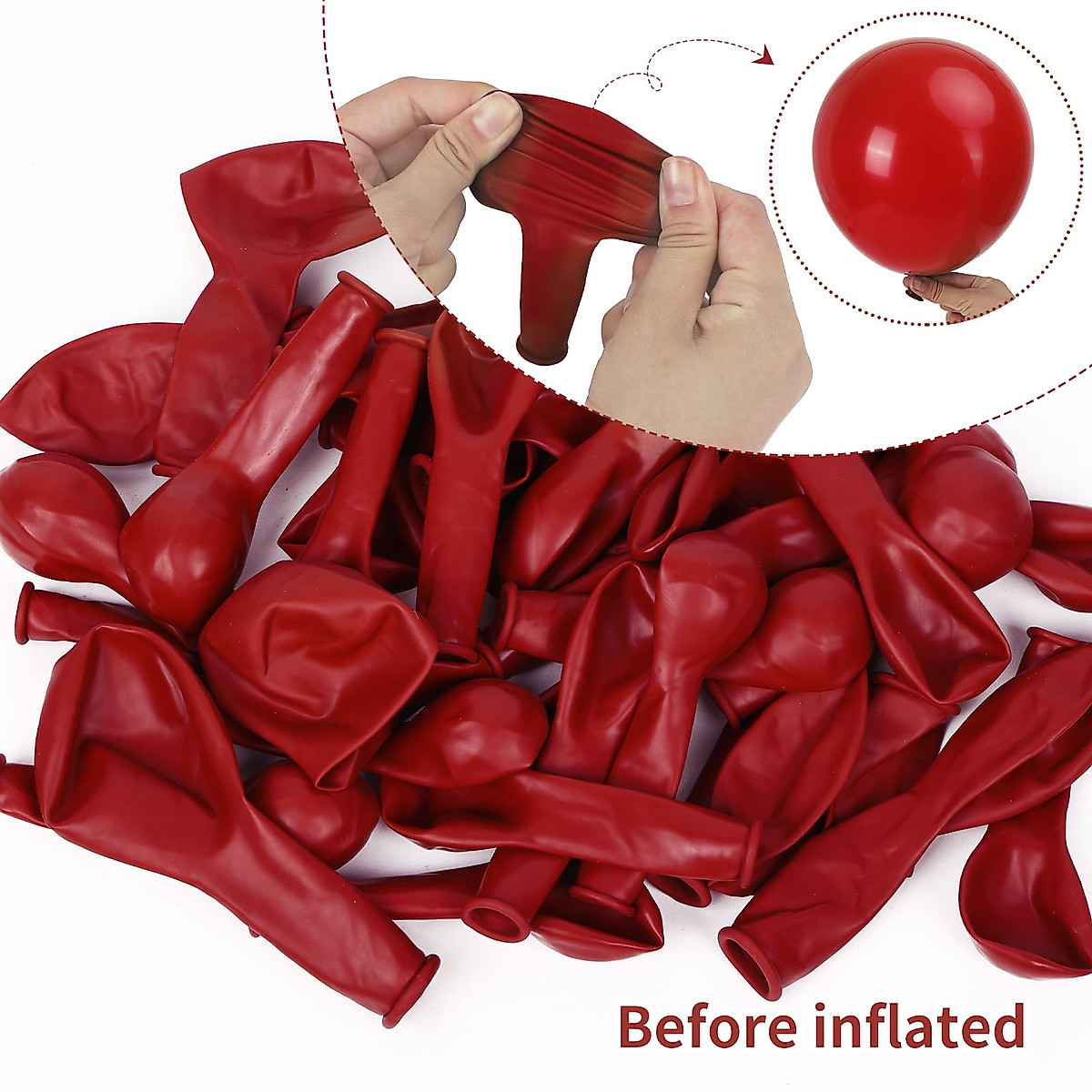 RUBFAC Ruby Red Balloons Different Sizes 105pcs 5/10/12/18 Inch Dark Red Christmas Balloon Garland Kit for Wedding Valentine's Day Birthday Party Supplies Bridal Shower Decorations