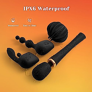 Tracy's Dog Wand Vibrator Kits for Couple, Vibrating Wand Adult Toys with 3 Attachments for Clitoral G Spot Anal Stimulation, Cordless Powerful Sex Toy for Women Partner Play with 5 Modes & 3 Speeds