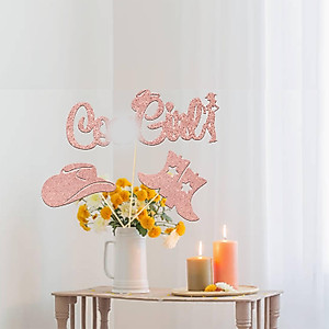 12 Pieces Western Cowgirl Centerpiece sticks, Western Cowgirl Party Table Topper, West Cowgirl Themed Party Decorations, Western Bachelorette Party Suplies Rose Gold