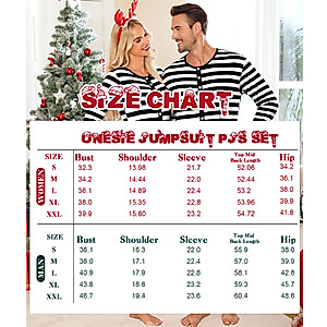 SWOMOG Womens Matching Family Onesie Pajamas Sets Christmas Couple One-Piece Romper Holiday Sleepwear Soft Stripe Clothing