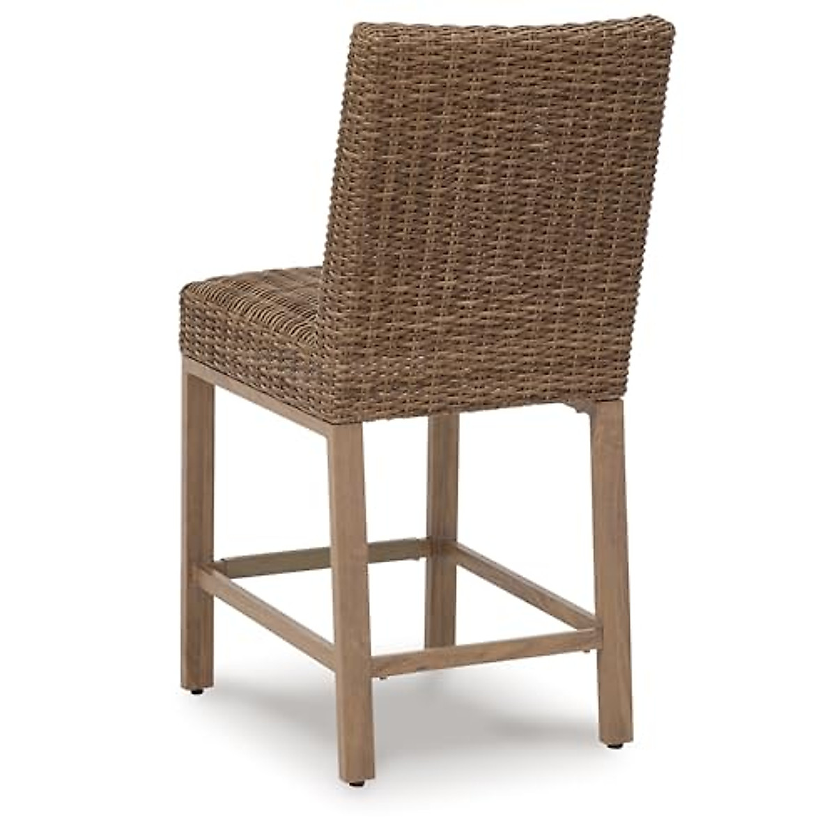 Signature Design by Ashley Walton Bridge Casual Weather Resistant Armless Cushioned Indoor/Outdoor Bar Stool with Cushioned Seat, Set of 2, Light Brown