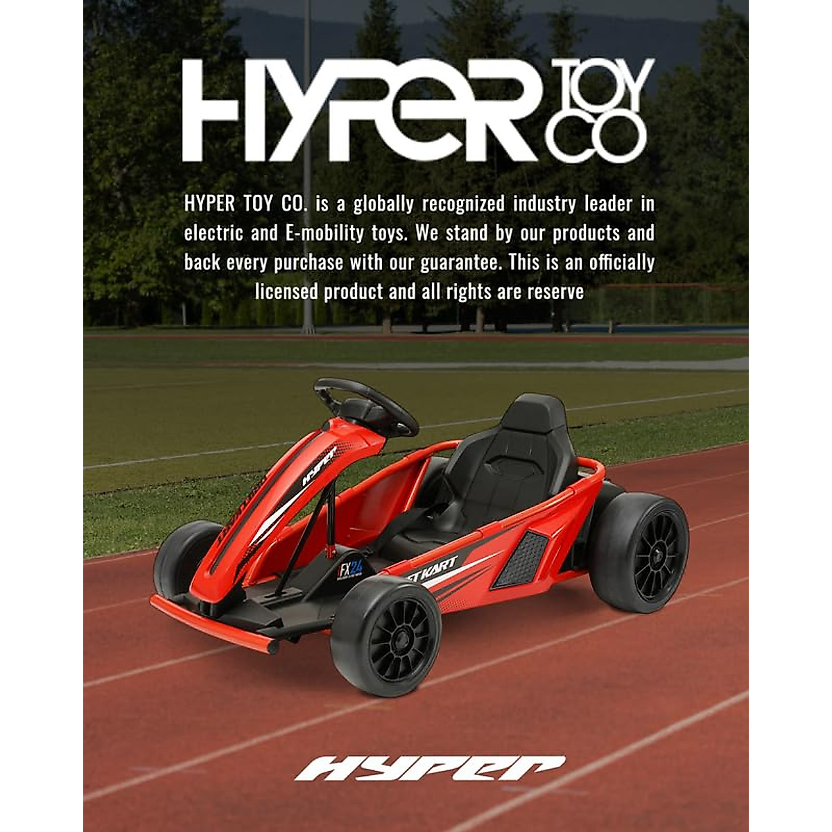 Hyper 24V Ride-On Electric Go Kart for Kids 8-14 Years, 3-Speed Setting with Drift Kart Mode, Foot Accelerated Pedal, Up to 9MPH Speed, 154 Lbs Max Weight, Ergonomic Seat & Sturdy Steel Frame, Red