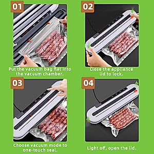 Vacuum Sealer Machine, Food Vacuum Sealer Automatic with 10 PCS Vacuum Seal Bags,5 in 1 Easy Dry/Moist Vacuum Sealer Machine Options for Sous Vide and Food Storage