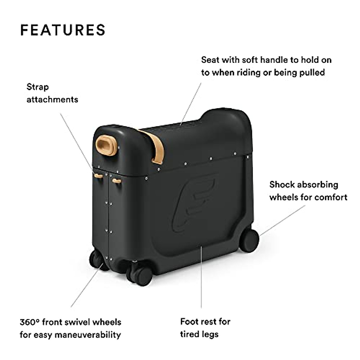 JetKids by Stokke BedBox, Lunar Eclipse - Kid's Ride-On Suitcase & In-Flight Bed - Help Your Child Relax & Sleep on the Plane - Approved by Many Airlines - Best for Ages 3-7