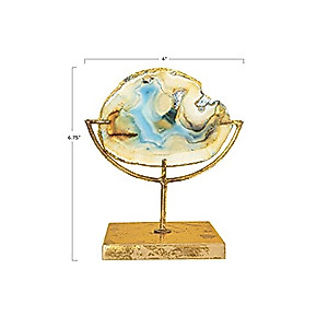 Decorative Agate Stone Slice on Metal Stand