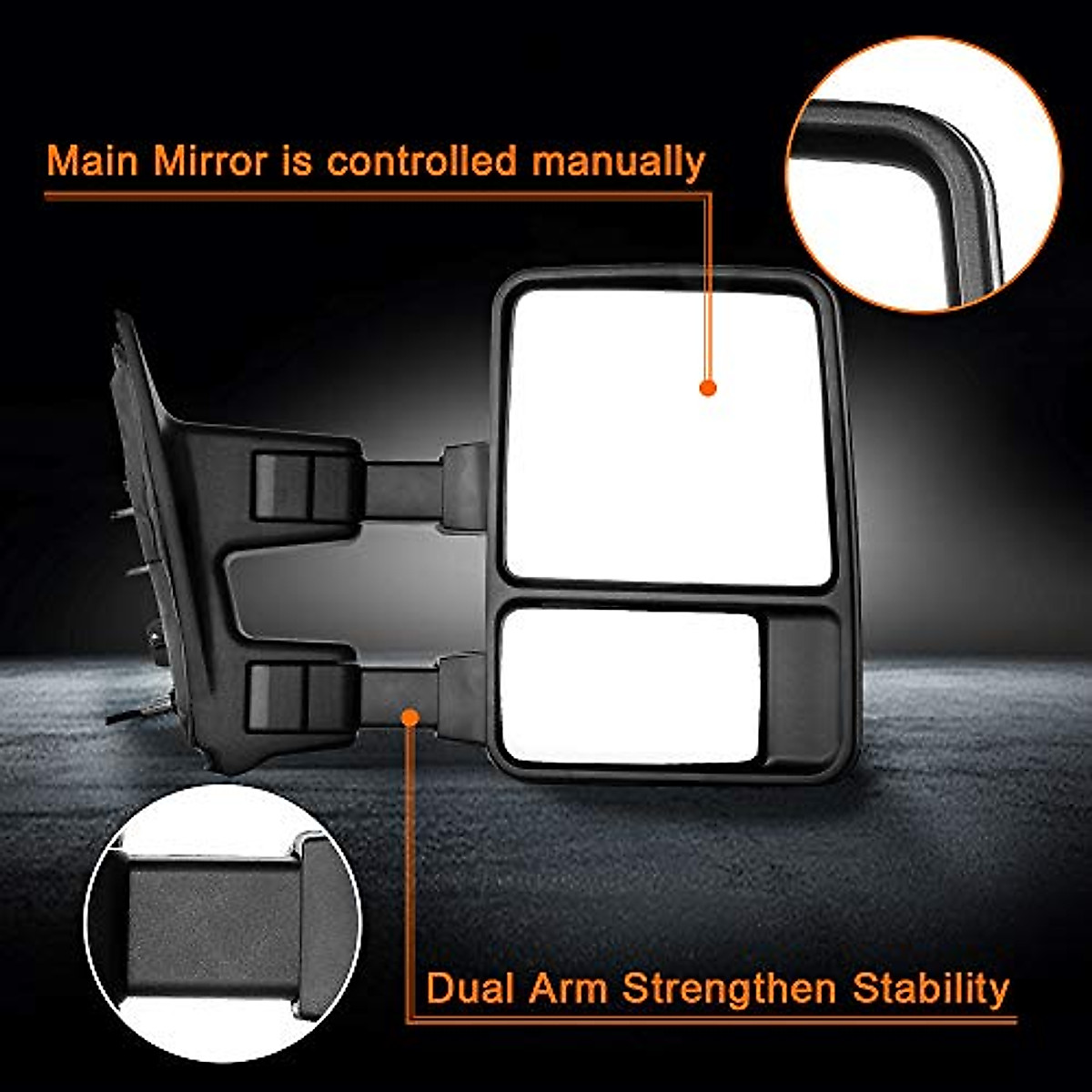 ROADFAR Towing Mirror Fits for 2003-2007 for Ford for F250/for F350/for F450/for F550 Super Duty 2003 2004 2005 for Ford for Excursion Tow Mirror Left Side Power Heated Turn Signal Light Black