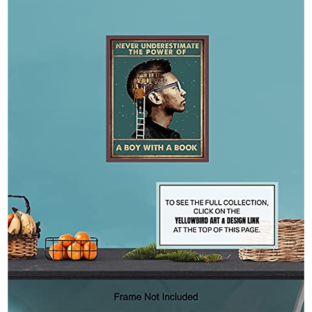 Black African American Wall Art - Inspirational Motivational Classroom Decor - Black Culture Poster - African American Man, Men, Boys, Son - Teacher Gifts - Positive Quotes - Black Pride