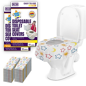 Toilet Seat Covers Disposable - 24 Large Waterproof Potty Covers for Toddlers, Kids, and Adults by Mighty Clean Baby - 2 Packs of 12 Covers