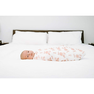 aden + anais Snuggle Knit Baby Swaddle Blanket for Newborn Girl and Boy, Versatile Stroller Cover, Burp Cloth, Nursing Shield, 47 x 47 Inch, Rosettes