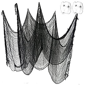 Gardeningwill Set of 2 Black Creepy Scary Gauze Cloth Doorways for Walls Entryways Halloween 30"x84" with Spiders White Webs