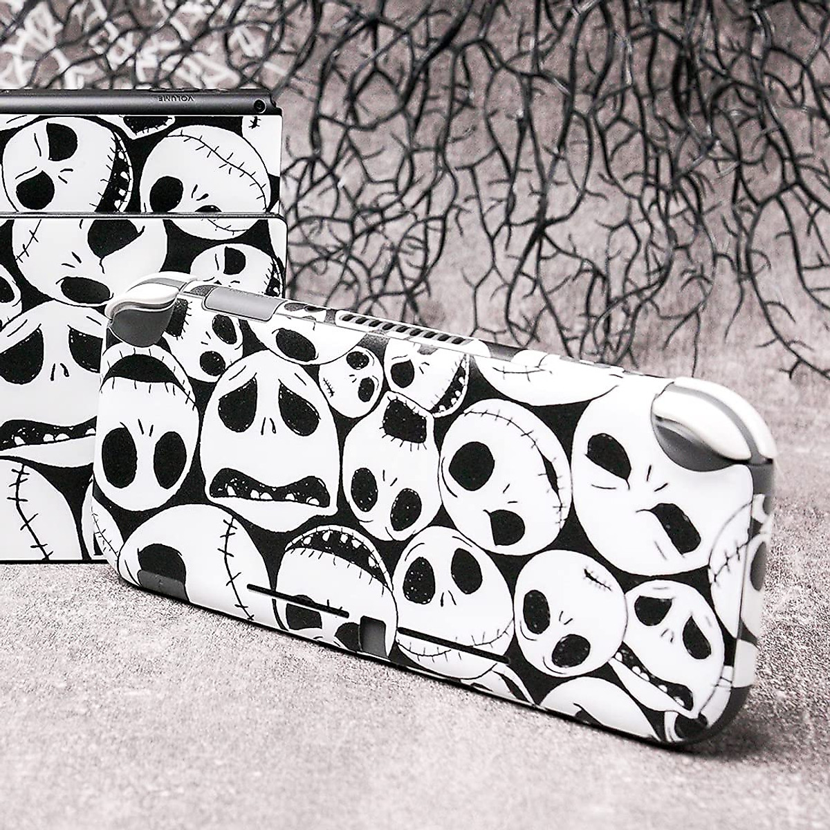 BelugaDesign Skulls Switch Skin | Gothic Sticker Wrap Vinyl Decal | Nightmare Halloween Horror | Compatible with Nintendo Switch (Switch Lite, Black White)