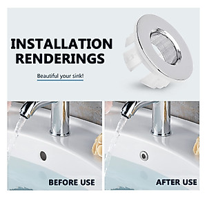 Qjaiune 3 Pack Bathroom Sink Overflow Trim Ring, Electroplating Chrome Overflow Drain Cover Round Basin Cover, Vanity Sink Overflow Cap Small Sink Insert, Brass Hole Cover for Kitchen Bathtub